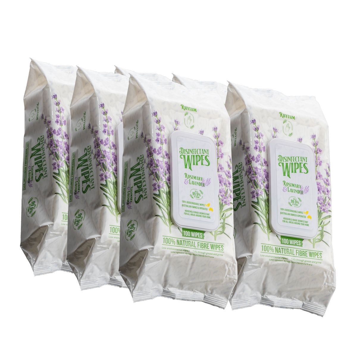 100 Natural Fibre Disinfectant Wipes Box of 6